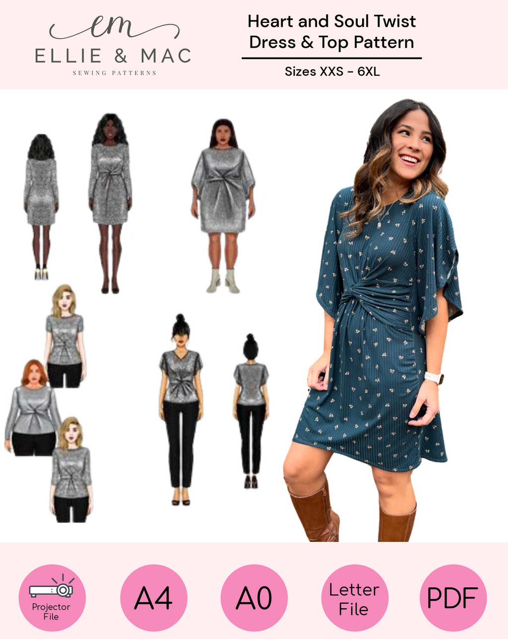 Heart and Soul Twist Dress & Top Sewing Pattern