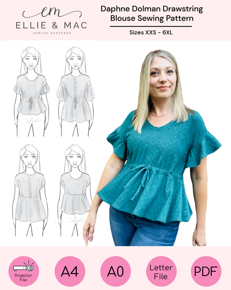 Daphne Dolman Drawstring Blouse Sewing Pattern