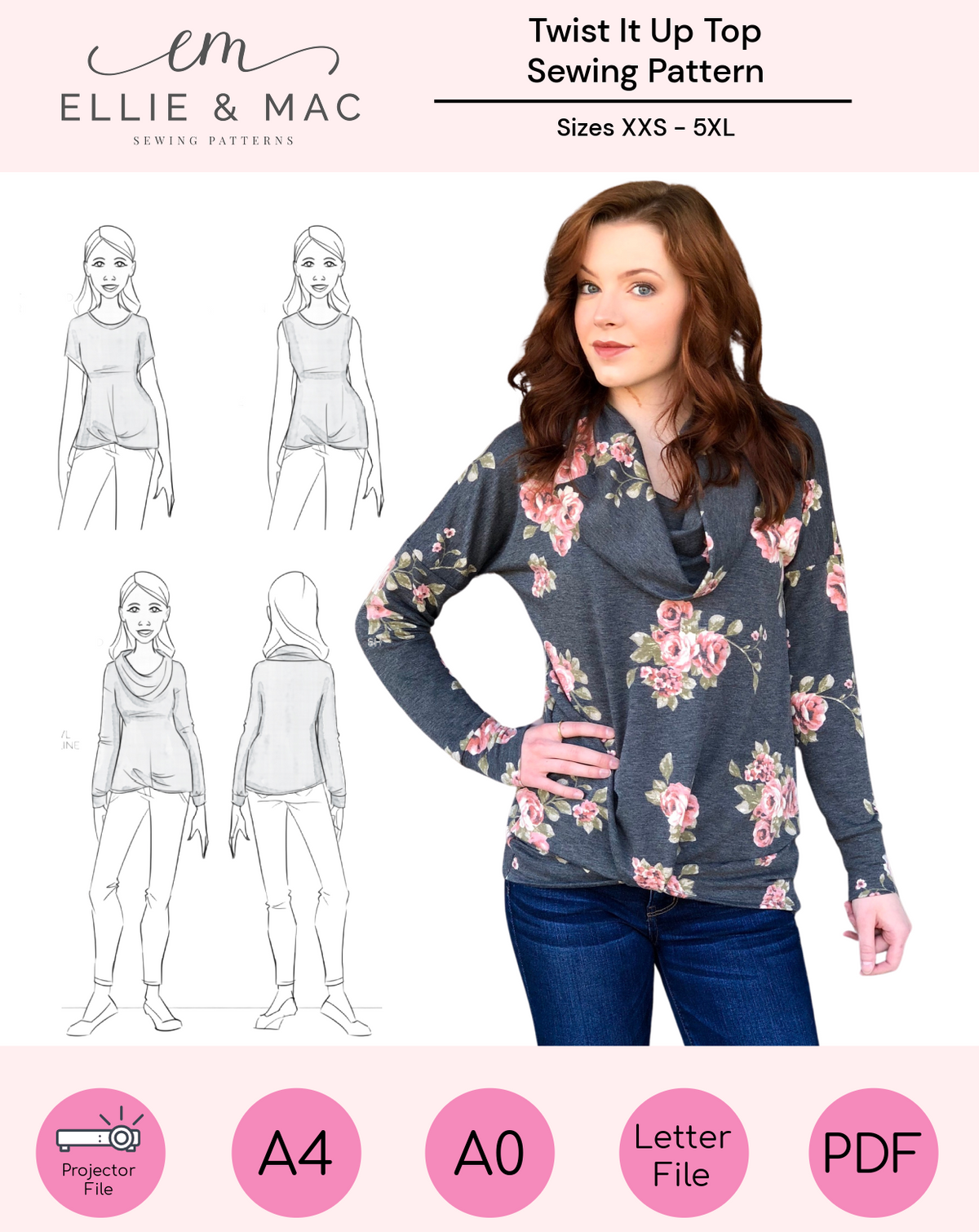 Twist It Up Top Sewing Pattern (Adult)