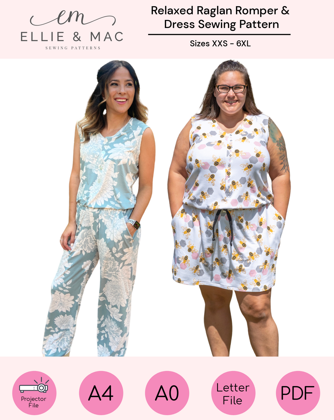 Relaxed Raglan Romper & Dress Sewing Pattern