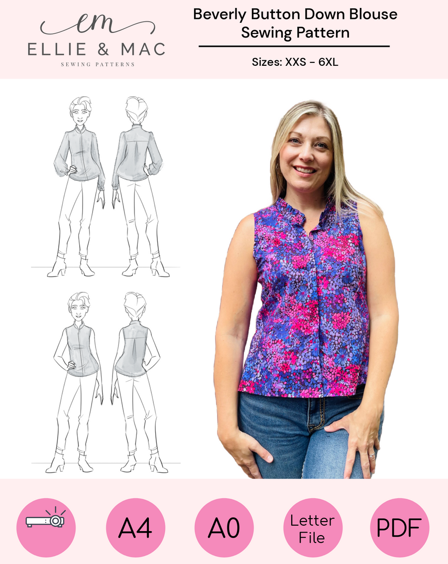 Beverly Button Down Blouse Sewing Pattern