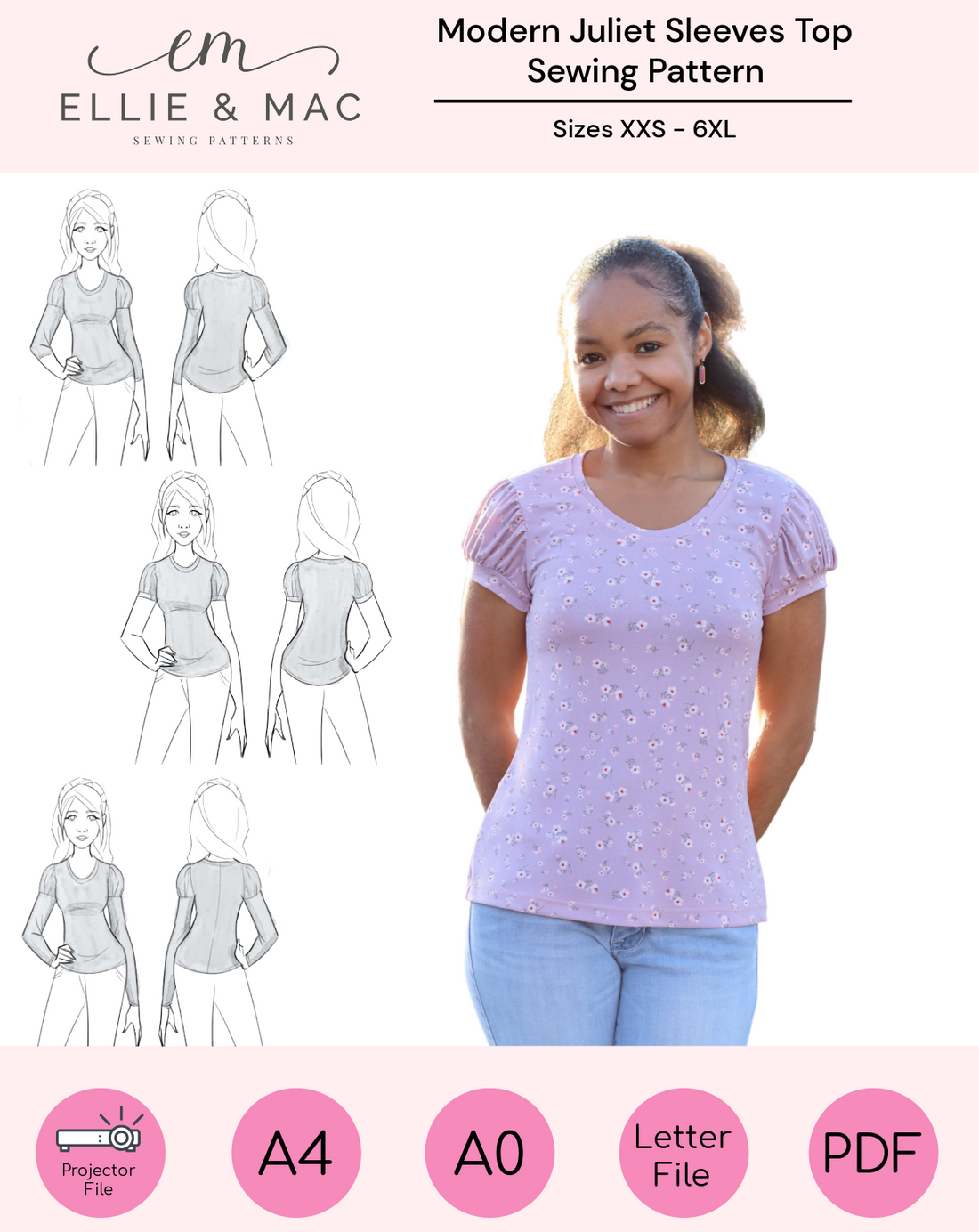 Modern Juliet Sleeves Top Sewing Pattern