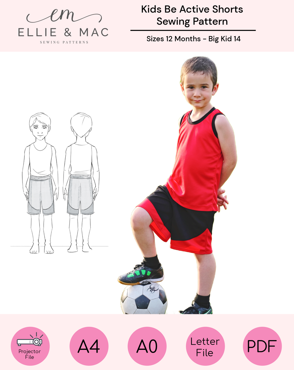 Kids Be Active Shorts Sewing Pattern