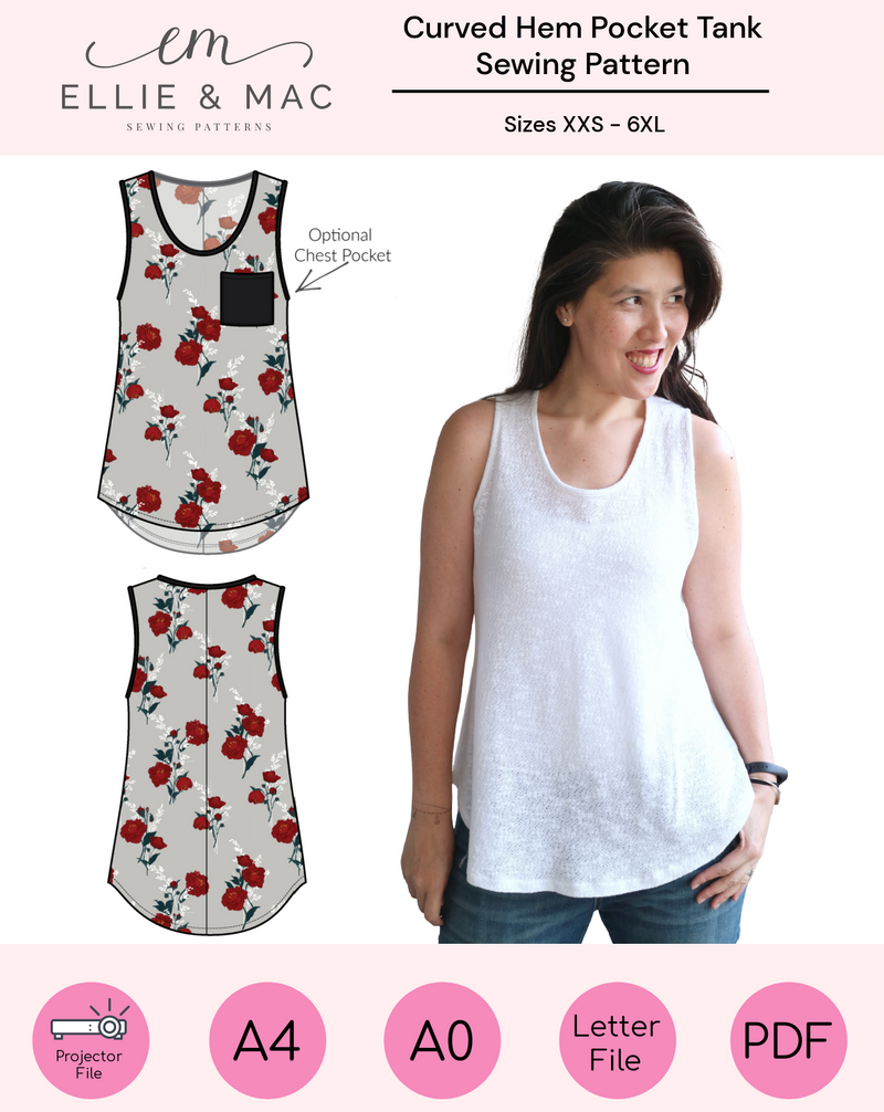 Curved Hem Pocket Tank Sewing Pattern