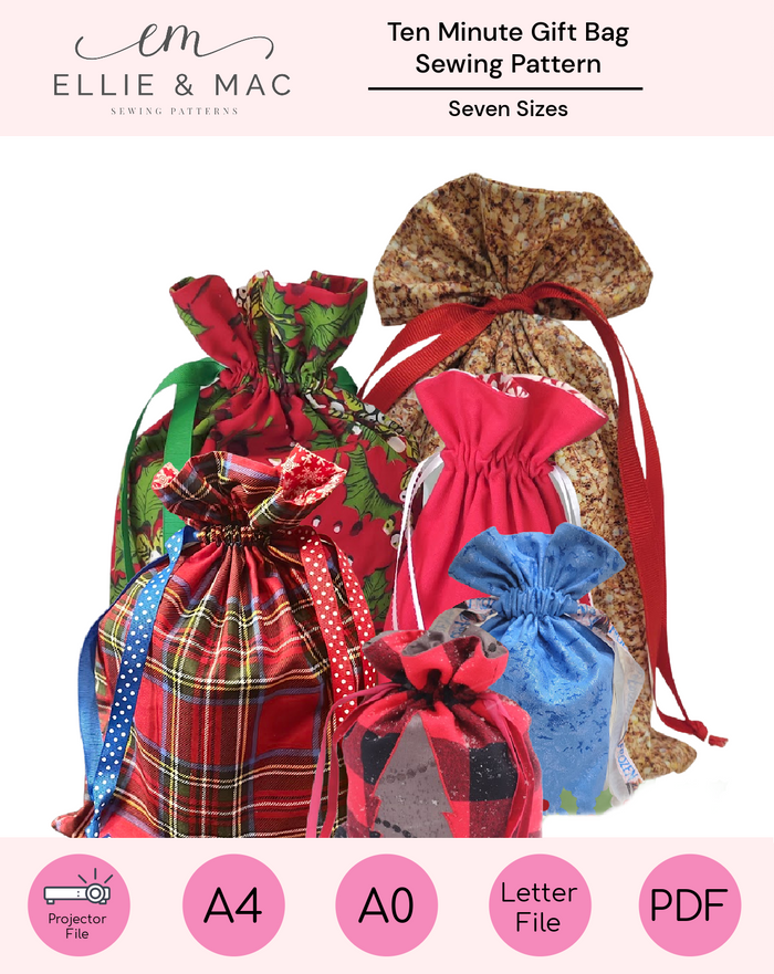 10 Minute Gift Bag Sewing Pattern