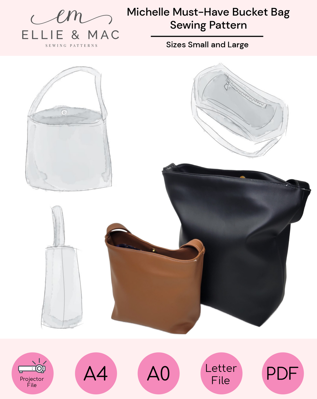 Michelle Must-Have Bucket Bag Sewing Pattern