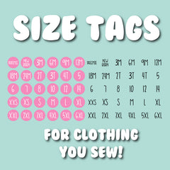 Size Tags for Clothing Cut Files