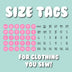 Size Tags for Clothing Cut Files